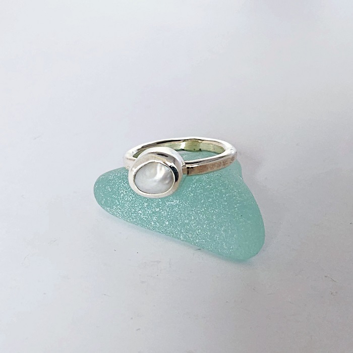 Sterling Silver Ring With Lombok Pearl Seaglass Jewellery Georgina Cunningham Seaglass Jewellery